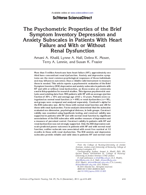 (PDF) The Psychometric Properties of the Brief Symptom Inventory ...