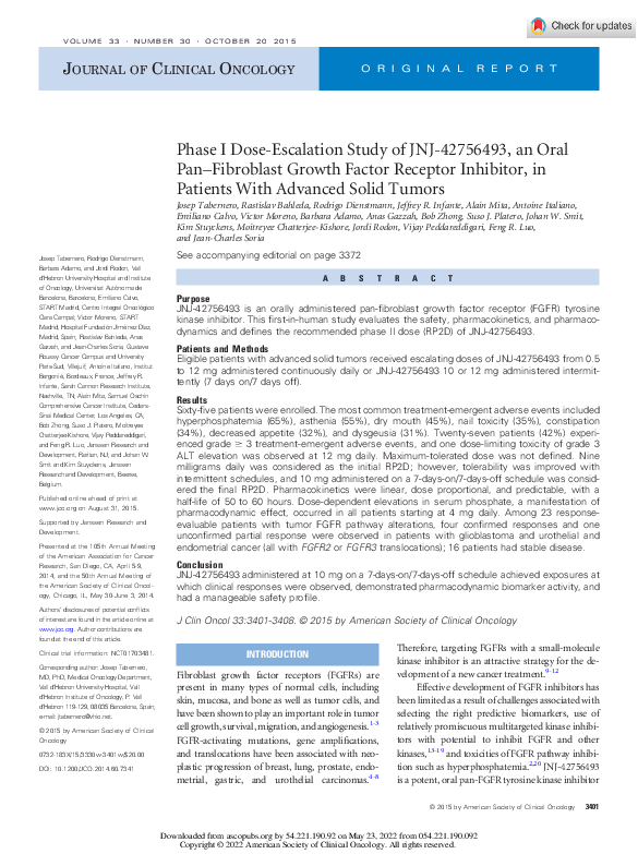 (PDF) Phase I Dose-Escalation Study of JNJ-42756493, an Oral Pan-Fibroblast Growth Factor ...