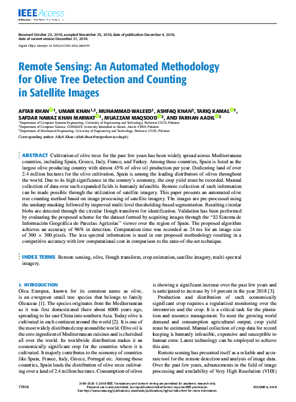 Pdf Remote Sensing An Automated Methodology For Olive Tree Detection