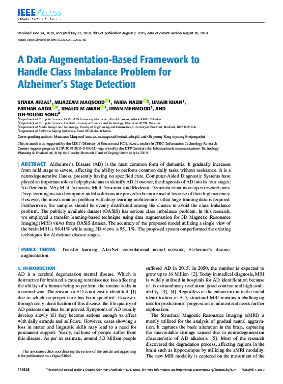 Pdf A Data Augmentation Based Framework To Handle Class Imbalance Problem For Alzheimer S