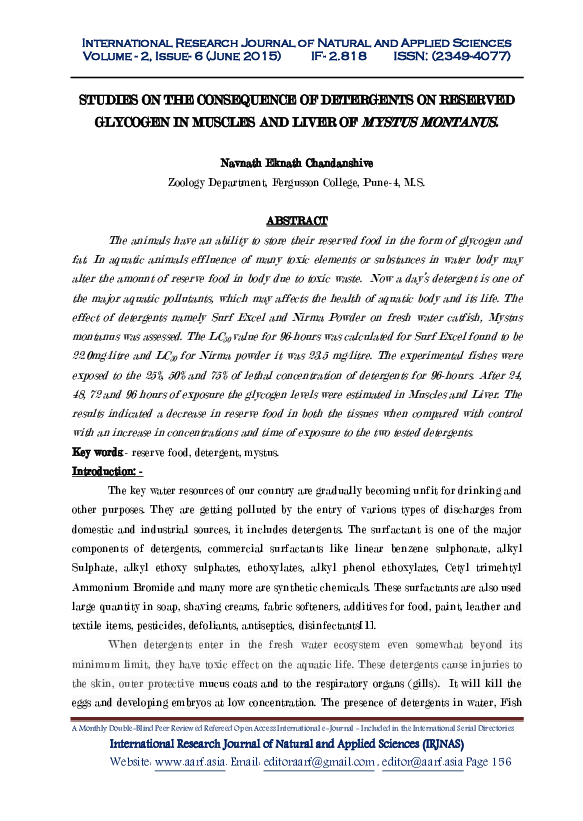 (PDF) Studies on the Consequence of Detergents on Reserved Glycogen in ...