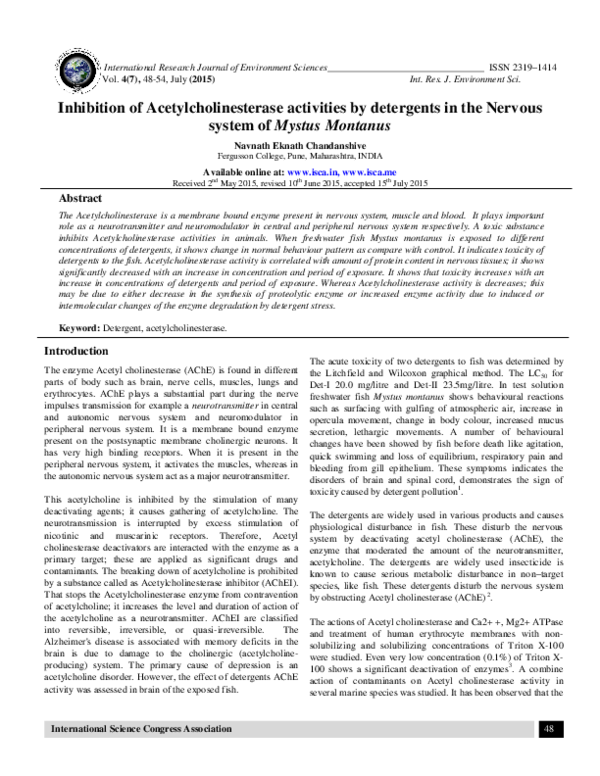 (PDF) Inhibition of Acetylcholinesterase activities by detergents in ...