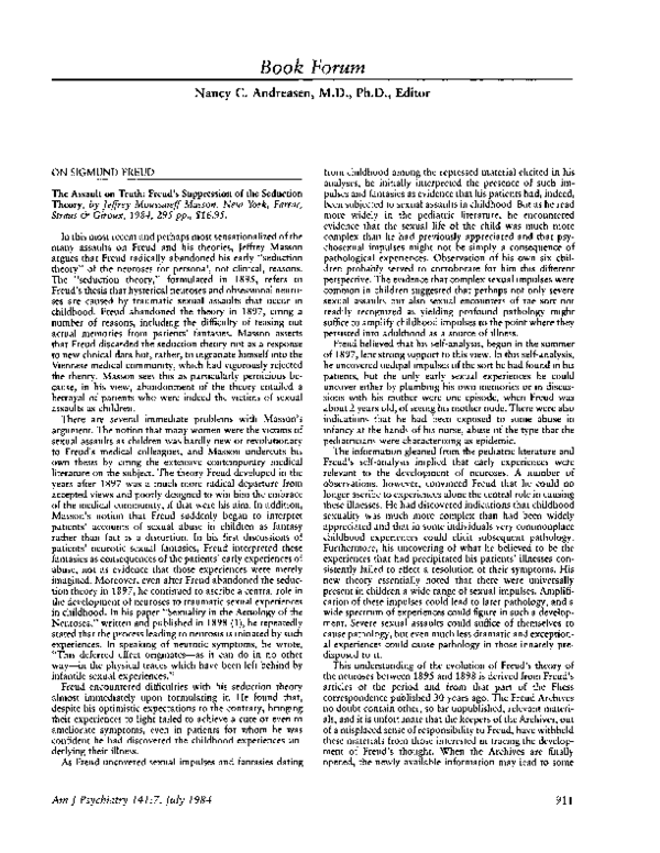 (PDF) The Assault on Truth: Freud's Suppression of the Seduction Theory ...