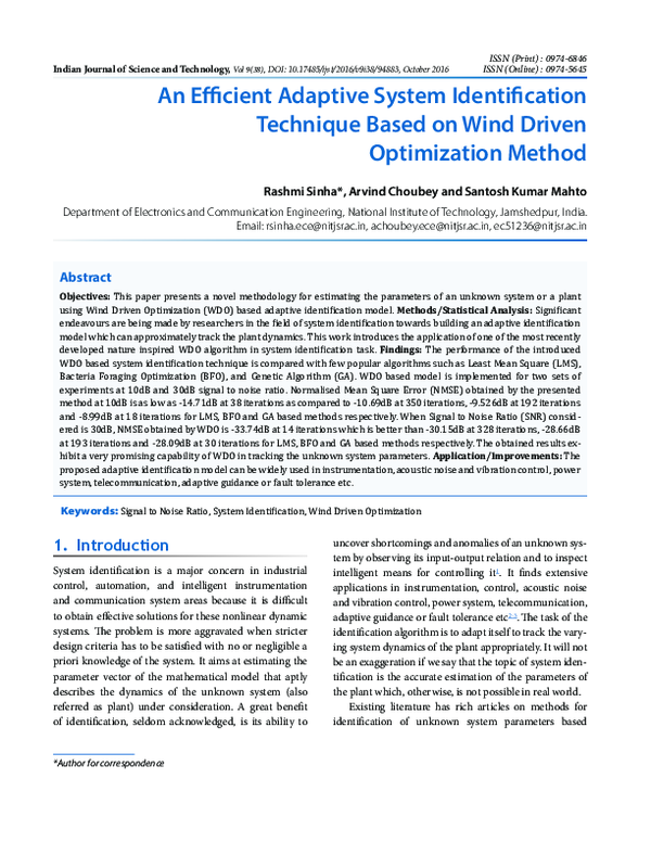(PDF) An Efficient Adaptive System Identification Technique Based on Wind Driven Optimization ...
