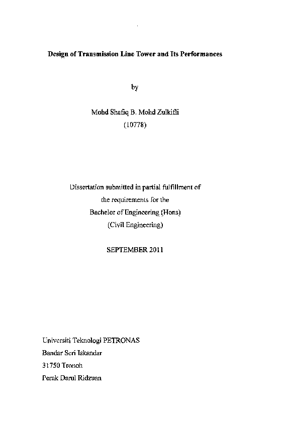 (PDF) Design of Transmission Line Tower and Its Performances