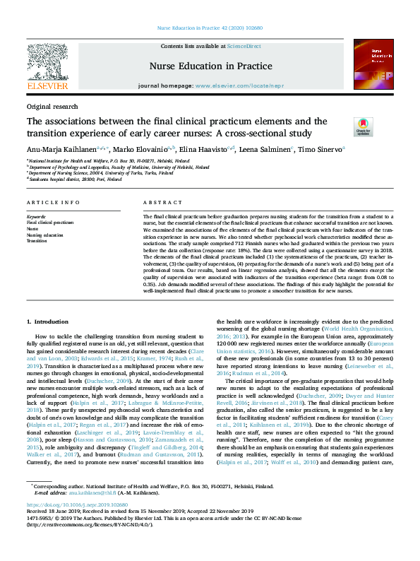 (PDF) The associations between the final clinical practicum elements ...