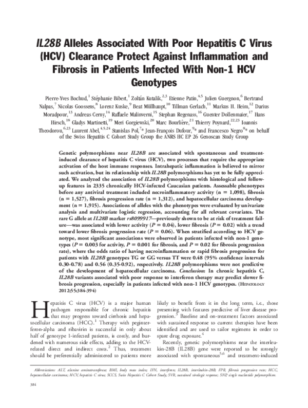 (PDF) IL28B alleles associated with poor hepatitis C virus (HCV ...