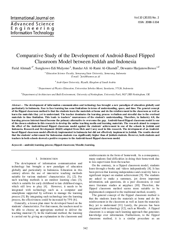 (PDF) Comparative Study of the Development of Android-Based Flipped Classroom Model between ...