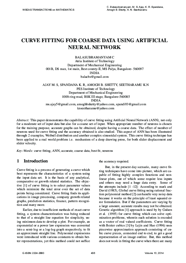 Pdf Curve Fitting For Coarse Data Using Artificial Neural Network