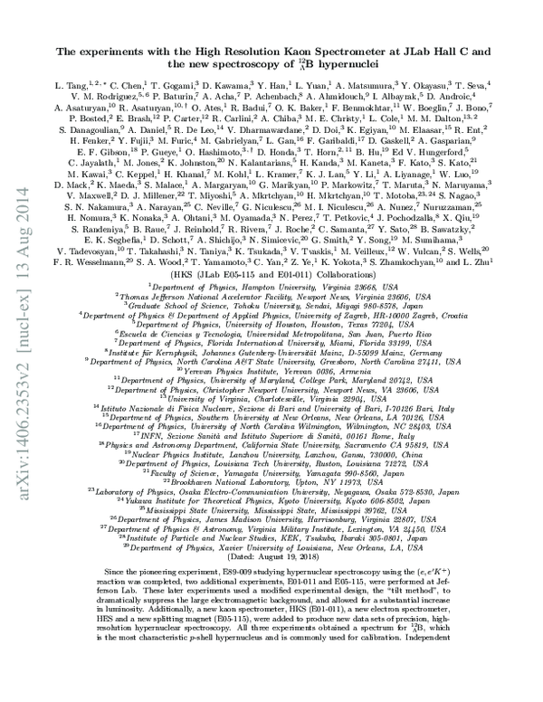 (PDF) The HKS Experiments at JLab Hall C and the New Spectroscopy of ...