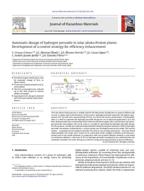 (PDF) Automatic dosage of hydrogen peroxide in solar photo-Fenton ...