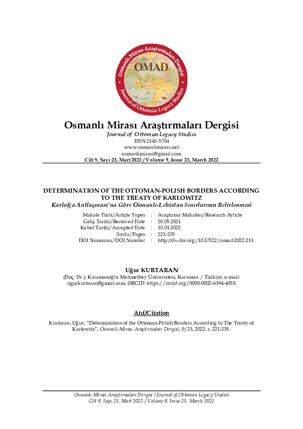(PDF) Determination of the Ottoman-Polish Borders According to the ...
