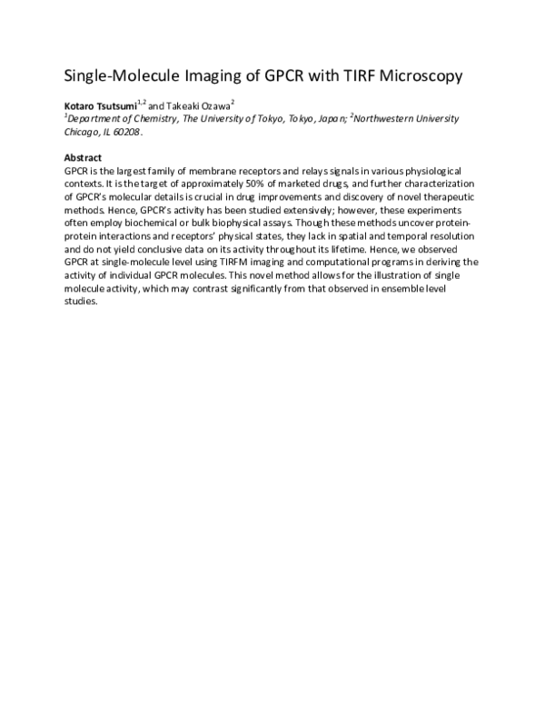 (PDF) Single-Molecule Imaging of GPCR with TIRF Microscopy | Kotaro ...