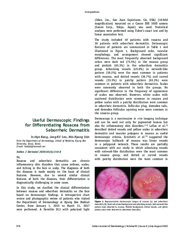 (PDF) Dermoscopic Distinctions: Rosacea vs. Seborrhea