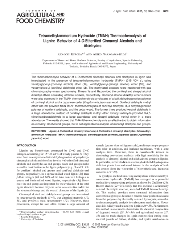 (PDF) Tetramethylammonium Hydroxide (TMAH) Thermochemolysis of Lignin ...