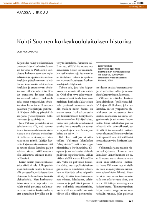 (PDF) Kohti Suomen korkeakoululaitoksen historiaa