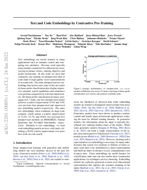 (PDF) Text and Code Embeddings by Contrastive Pre-Training