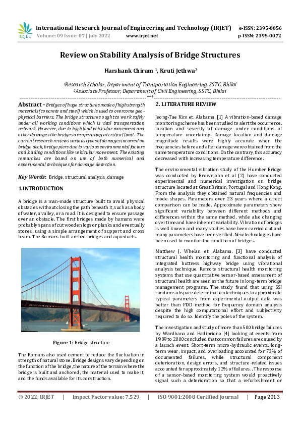 (PDF) Review on Stability Analysis of Bridge Structures