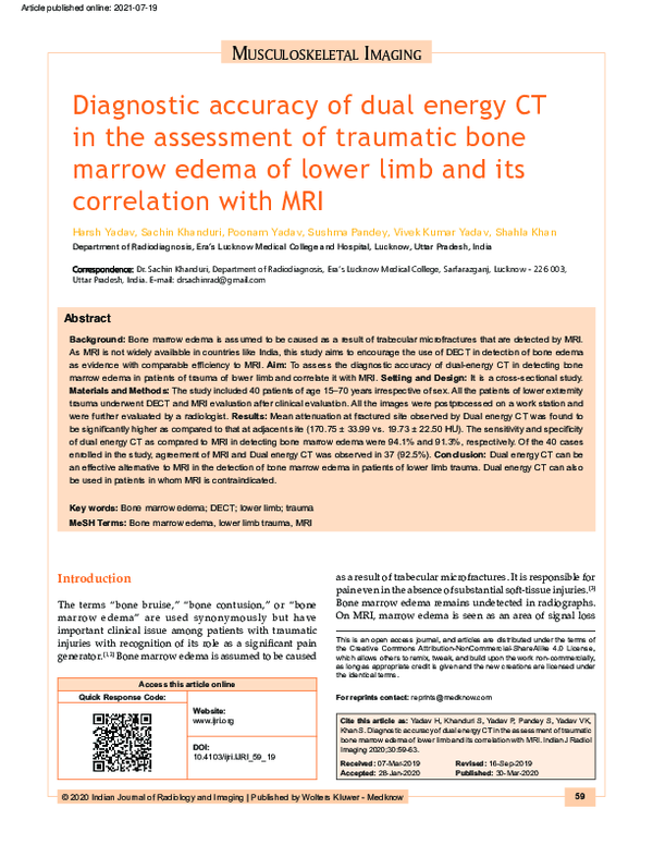 Pdf Diagnostic Accuracy Of Dual Energy Ct In The Assessment Of