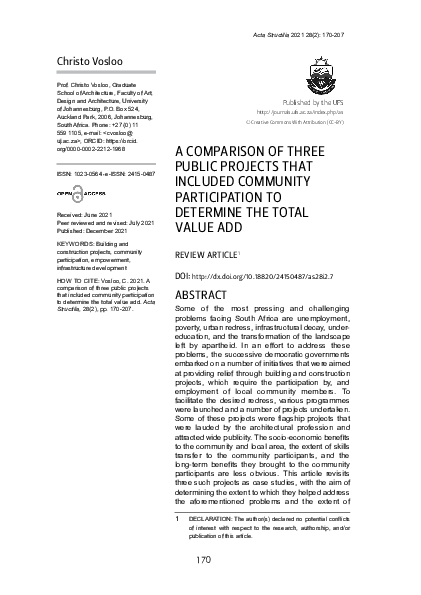 (PDF) A comparison of three public projects that included community ...
