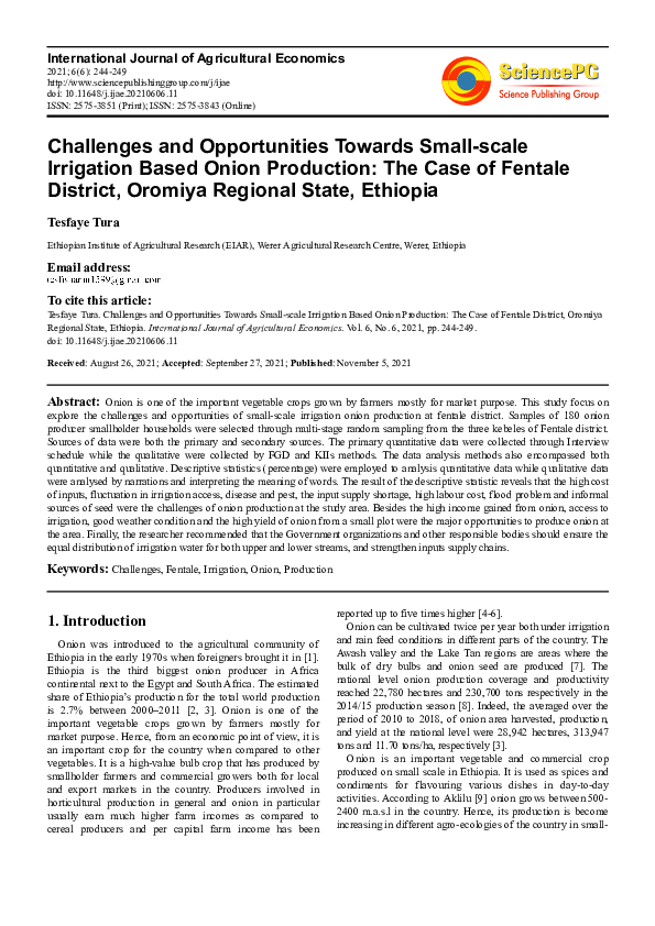 (PDF) Challenges and Opportunities Towards Small-scale Irrigation Based ...