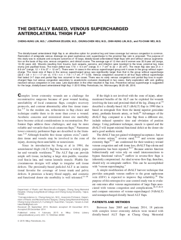 (PDF) The distally based, venous supercharged anterolateral thigh flap