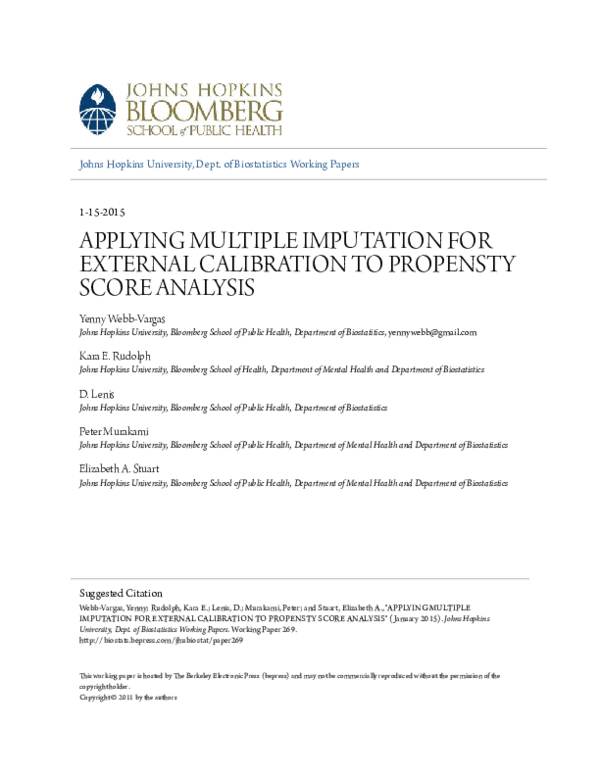 (PDF) Applying Multiple Imputation for External Calibration to Propensty Score Analysis