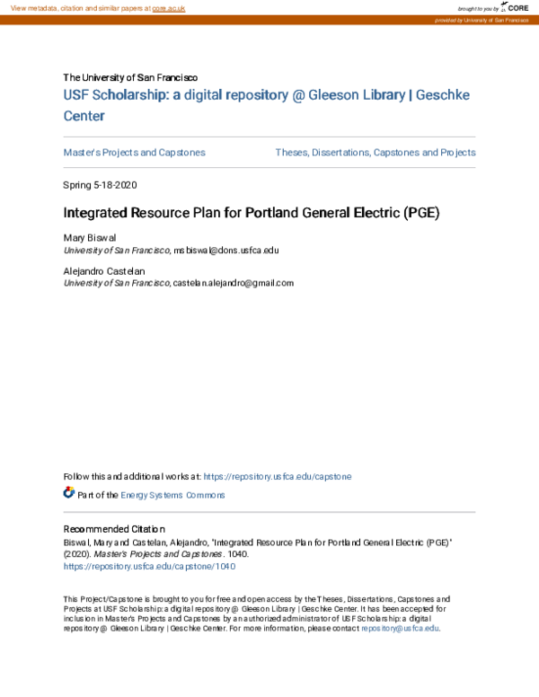 (PDF) Integrated Resource Plan for Portland General Electric (PGE)