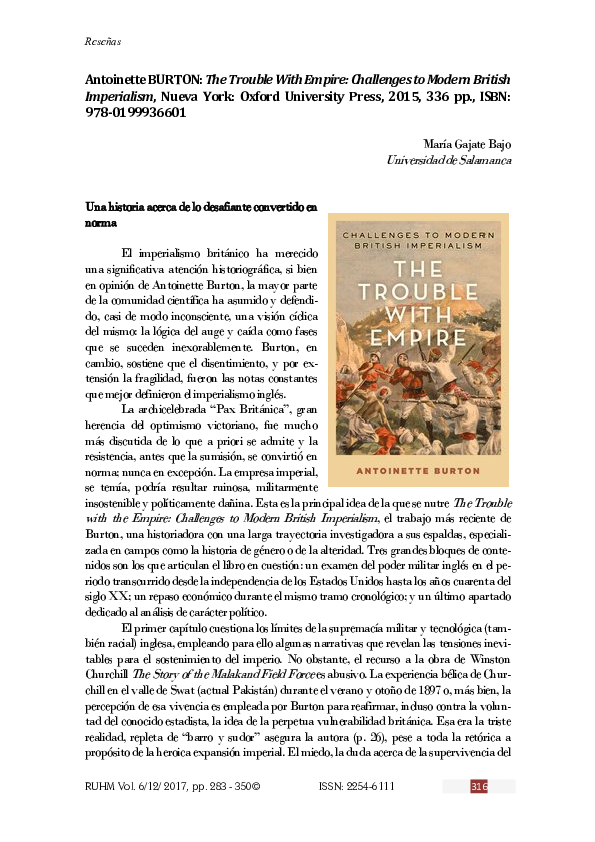 (PDF) Antoinette Burton. The Trouble with Empire: Challenges to Modern ...