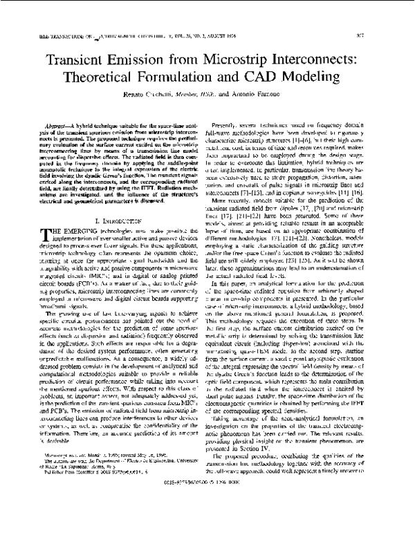 (PDF) Transient emission from microstrip interconnects: theoretical ...