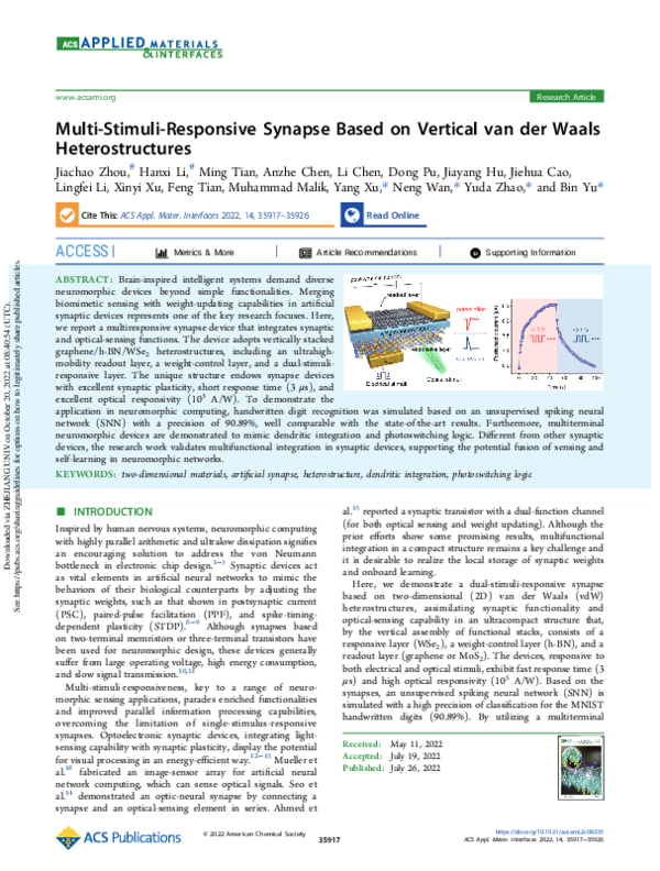 (PDF) Multi-Stimuli-Responsive Synapse Based on Vertical van der Waals Heterostructures