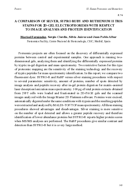 (PDF) A comparison of silver, sypro ruby and ruthenium II tris stains ...