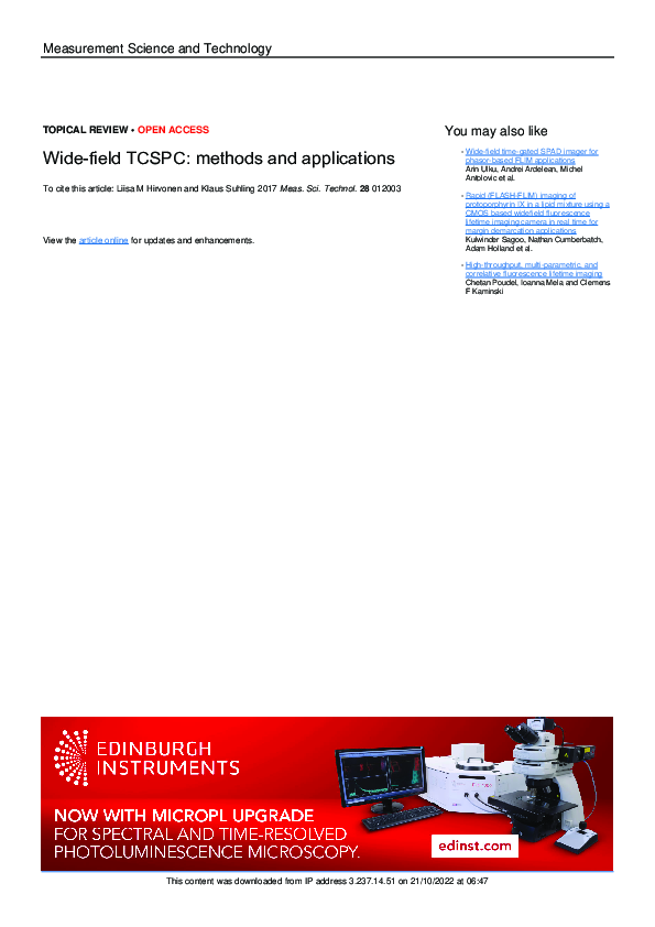 (PDF) Wide-field TCSPC: methods and applications