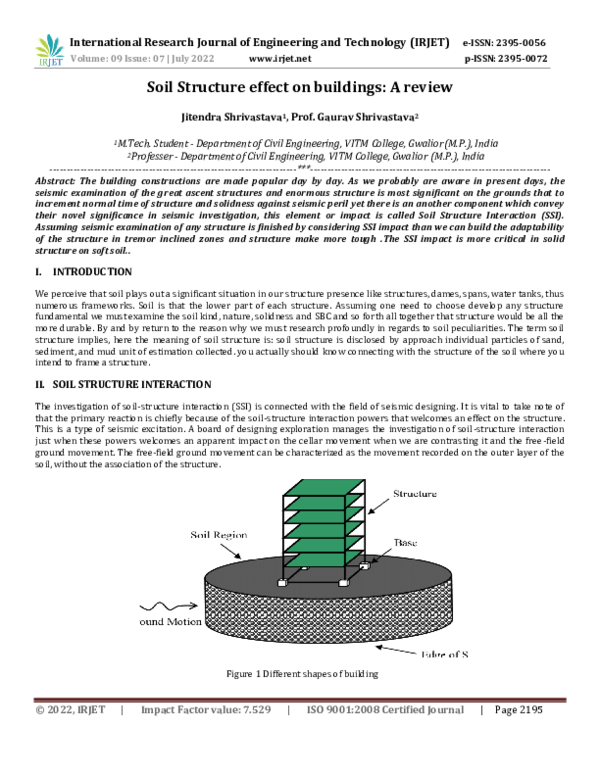 (PDF) Soil Structure effect on buildings: A review | IRJET Journal - Academia.edu