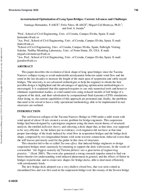 (PDF) Aerostructural Optimization of Long Span Bridges: Current Advances and Challenges