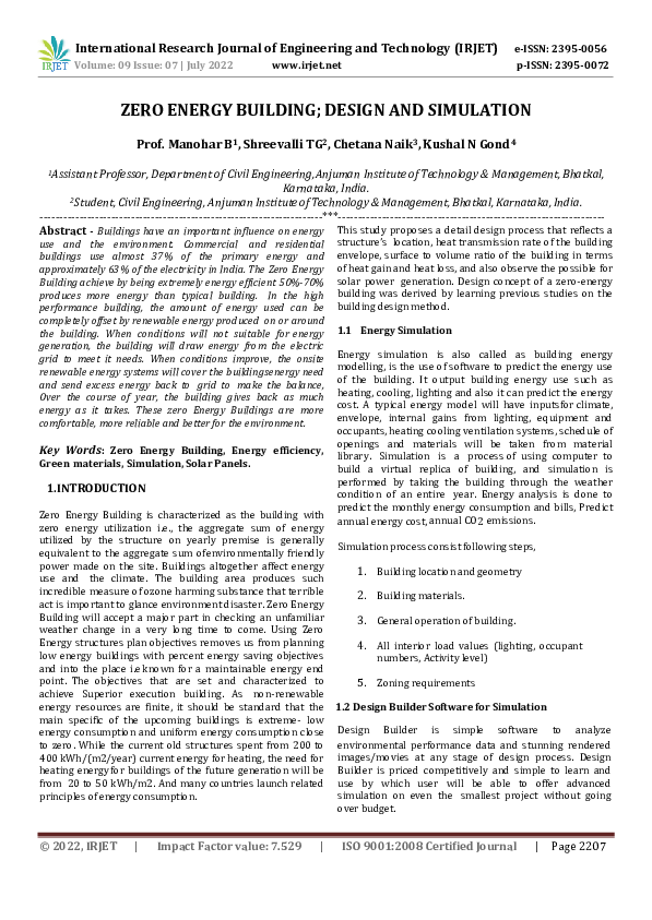 (PDF) ZERO ENERGY BUILDING; DESIGN AND SIMULATION