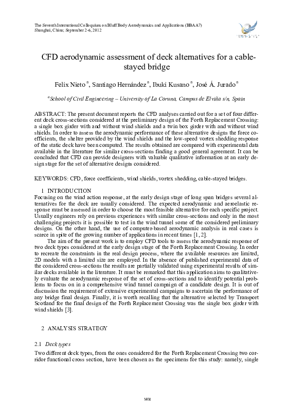 (PDF) CFD aerodynamic assessment of deck alternatives for a cable-stayed bridge