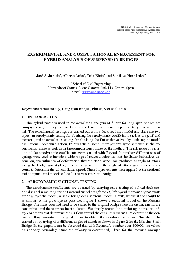 Pdf Experimental And Computational Enhacement For Hybrid Flutter Analysis Of Suspension