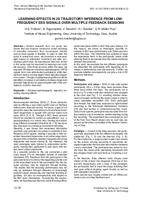 Pdf Learning Effects In 2d Trajectory Inference From Low Frequency Eeg Signals Over Multiple