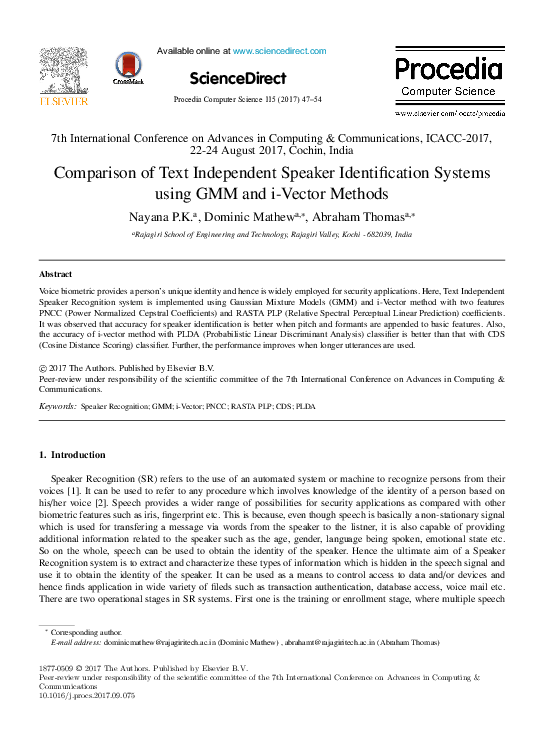 Pdf Comparison Of Text Independent Speaker Identification Systems