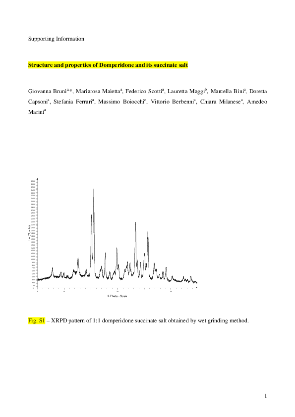 (PDF) Structure and properties of domperidone and its succinate salt