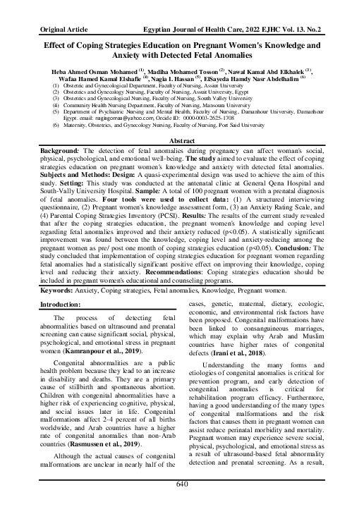 (PDF) Effect of Coping Strategies Education on Pregnant Women's ...