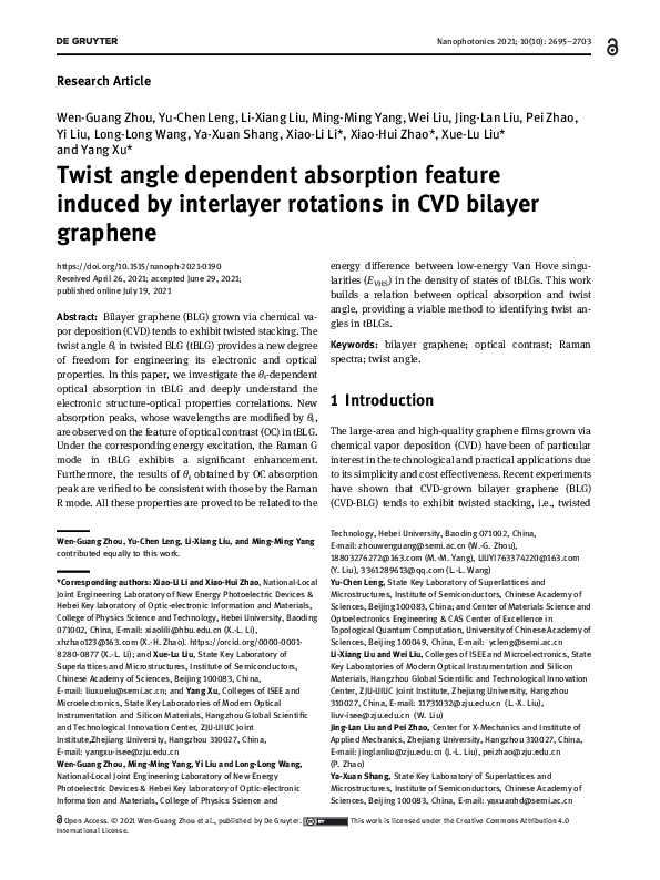 (PDF) Twist angle dependent absorption feature induced by interlayer ...