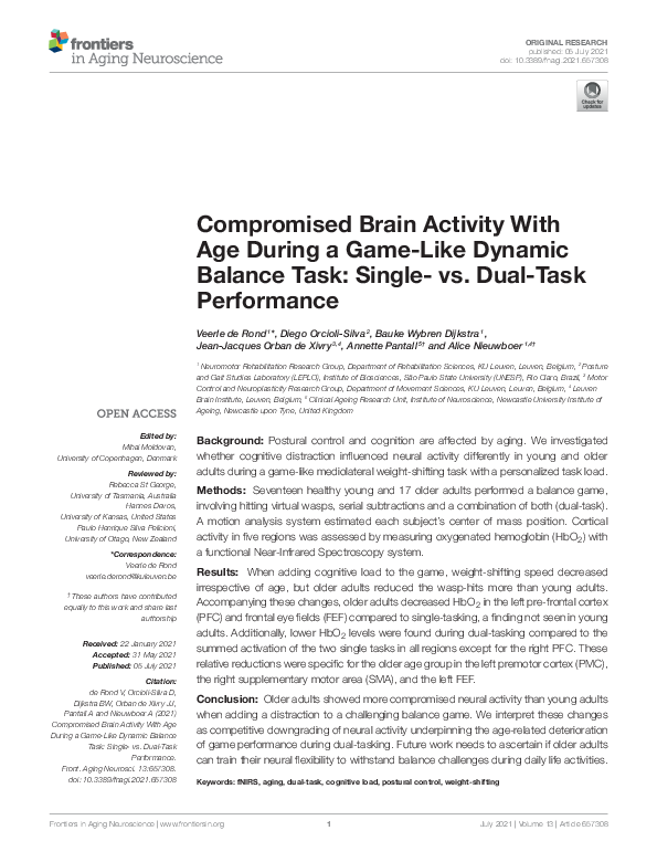 (PDF) Compromised Brain Activity With Age During a Game-Like Dynamic Balance Task: Single- vs ...