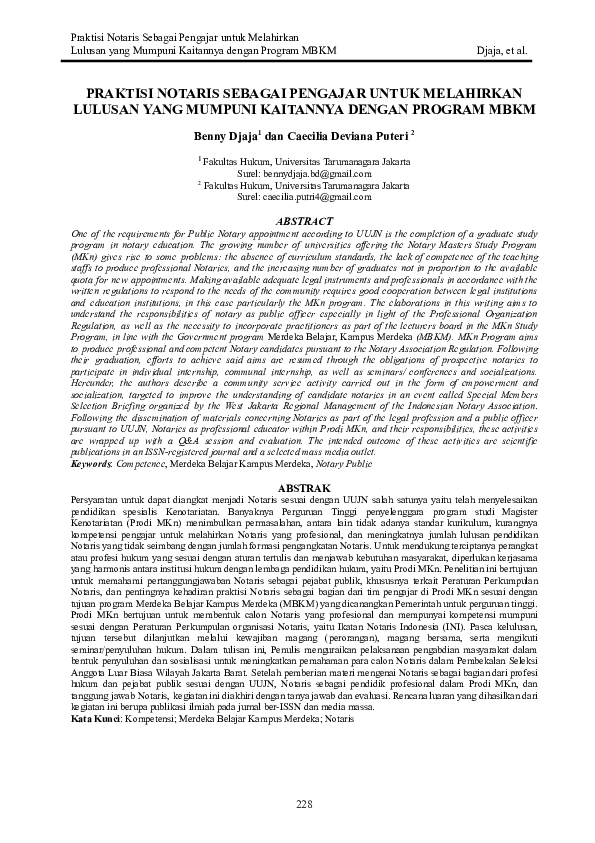 (PDF) Praktisi Notaris Sebagai Pengajar Untuk Melahirkan Lulusan Yang Mumpuni Kaitannya Dengan ...