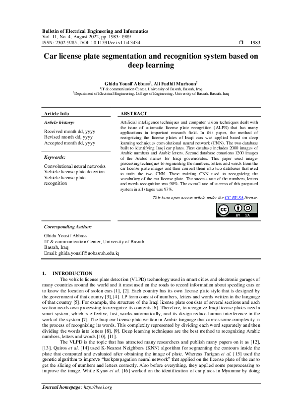 Pdf Car License Plate Segmentation And Recognition System Based On Deep Learning