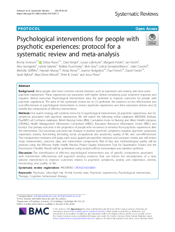 (PDF) Psychological interventions for people with psychotic experiences ...