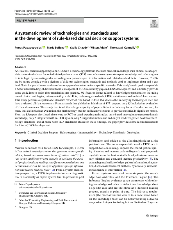 Pdf A Systematic Review Of Technologies And Standards Used In The Development Of Rule Based
