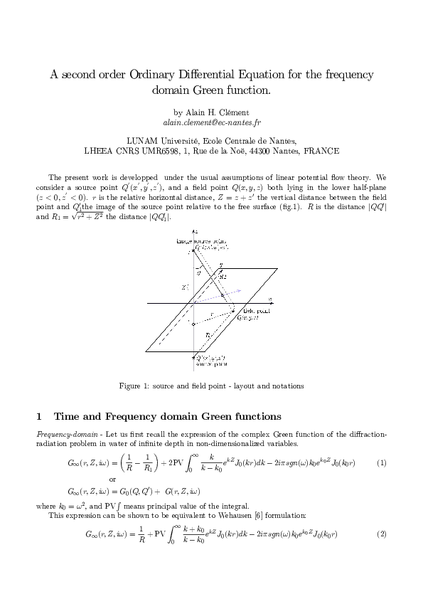 (PDF) A second order Ordinary Differential Equation for the frequency domain Green function