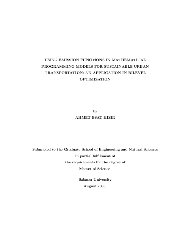 Pdf Using Emission Functions In Mathematical Programming Models For